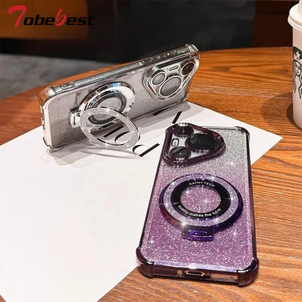 Shockproof Glitter Plating Bracelet Phone Case with Magsafe ...