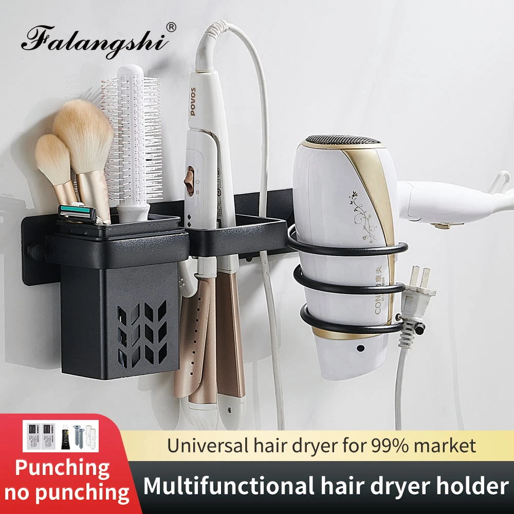Hair Dryer Organizer Rack Bathroom Hairdryer Holder Wall Mounted ...