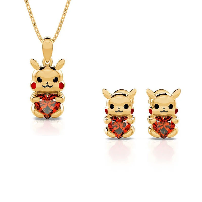 Collar-de-Pok-mon-Pikachu-pendiente-Kawaii-de-Color-dorado-collar-de ...
