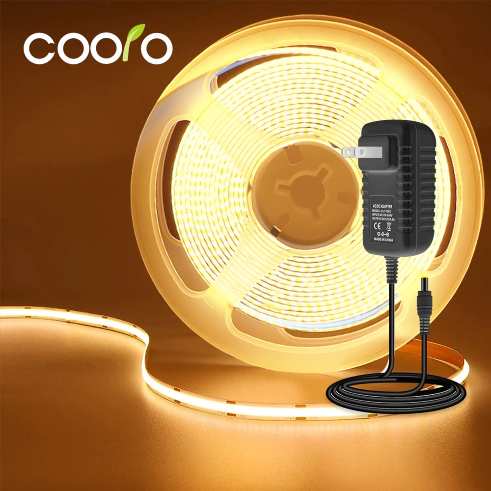 1m-5m COB LED Strip 320 384 528 LEDs/m DC12V 24V FOB LED Lights With ...