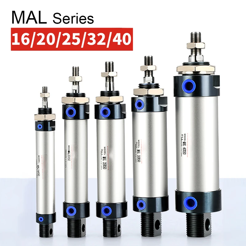 Air Pneumatic Cylinders Double Compressed Air Cylinder Mal Mini Bore 16 ...