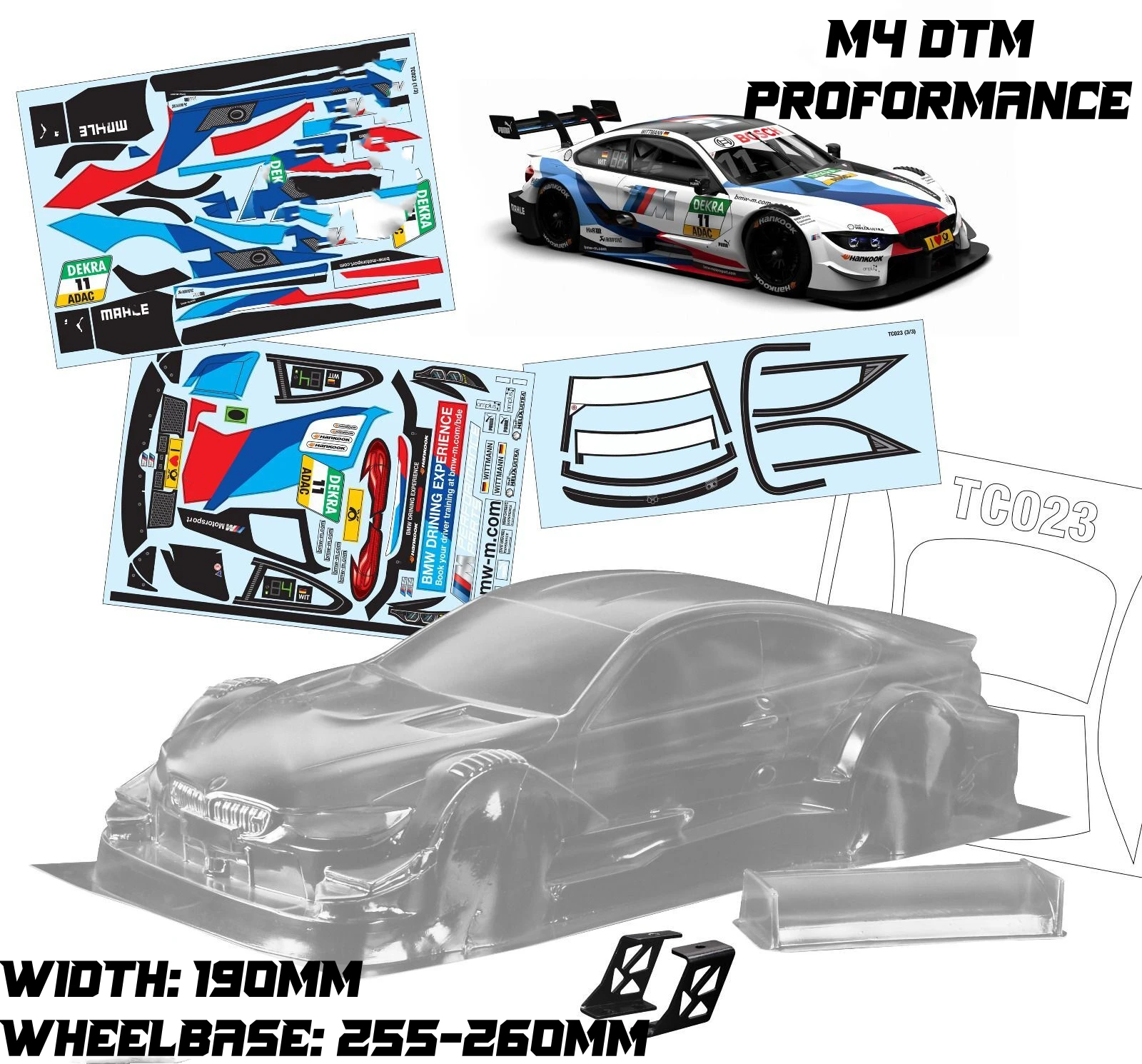 High-quality-M4-DTM-Touring-1-10-drift-RC-PC-body-shell-lampshade190mm ...