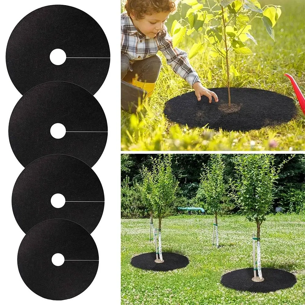 5Pcs-Non-Woven-Tree-Mulch-Ring-Weeding-Barrier-Round-Ground-Cover ...
