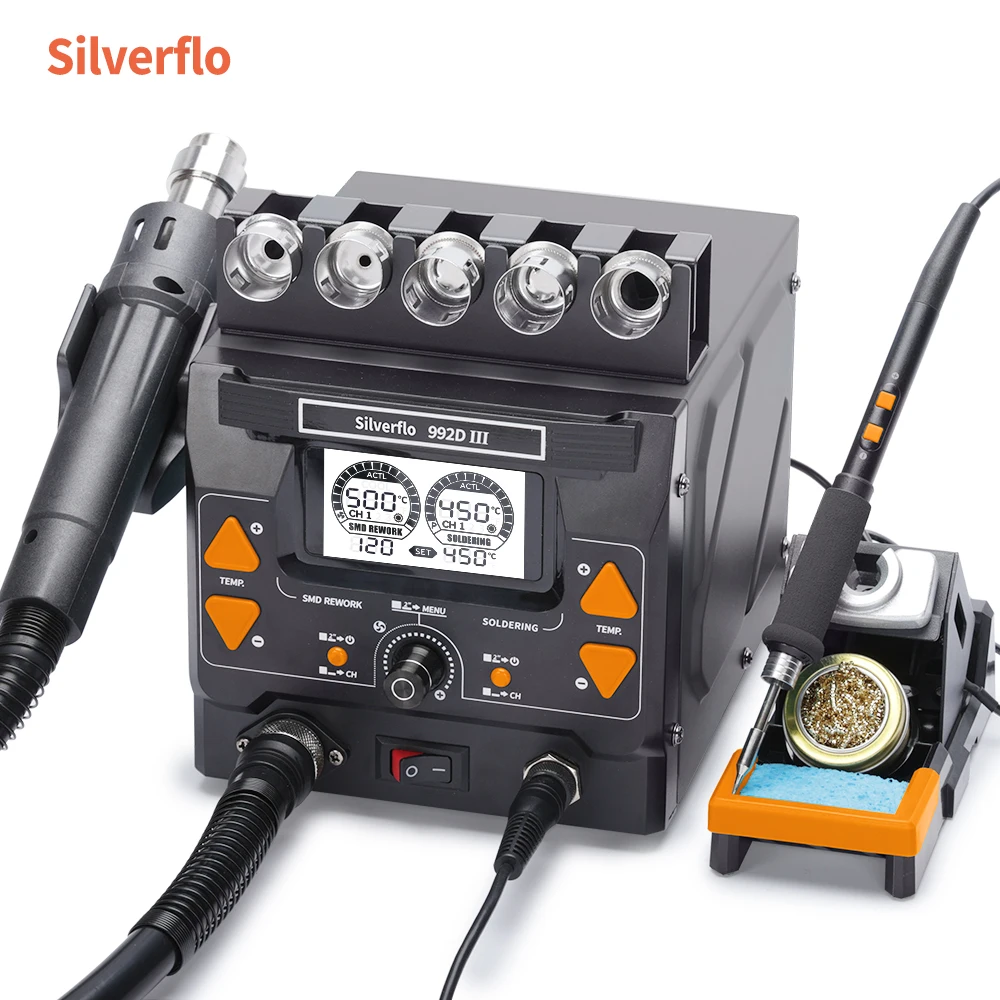 Silverflo-992D-III-Precision-Soldering-Station-1220W-Hot-Air-Rework ...