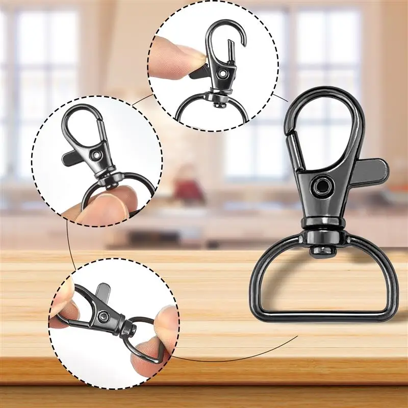 20Pcs Swivel Clasps with D Rings Lanyard Snap Hooks Keychain Clip Hook ...