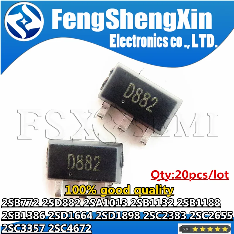 20PCS-2SB772-B772-SOT-89-2SD882-D882-2SA1013-2SB1132-2SB1188-2SB1386 ...