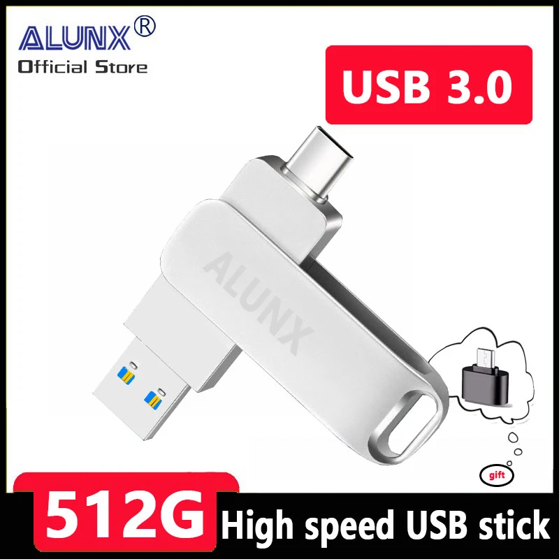 ALUNX 100% Genuíno tipo-c USB otg Pendrive 3.0 Gb de Metal Usb Flash ...