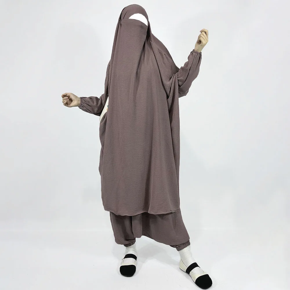 2 Piece Jilbab Crepe Harem Pants With Pockets Muslim Women Sports ...