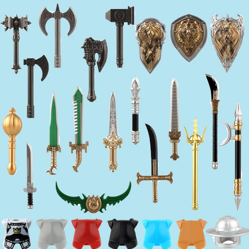 MOC Medieval Building Blocks Accessories Knight Soldier Digital Weapon ...
