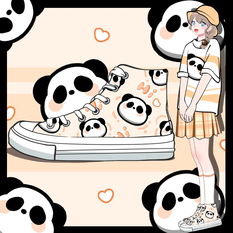 Amy and Michael Lovely Anime Cartoon Panda Shoes Cute Girls Students ...
