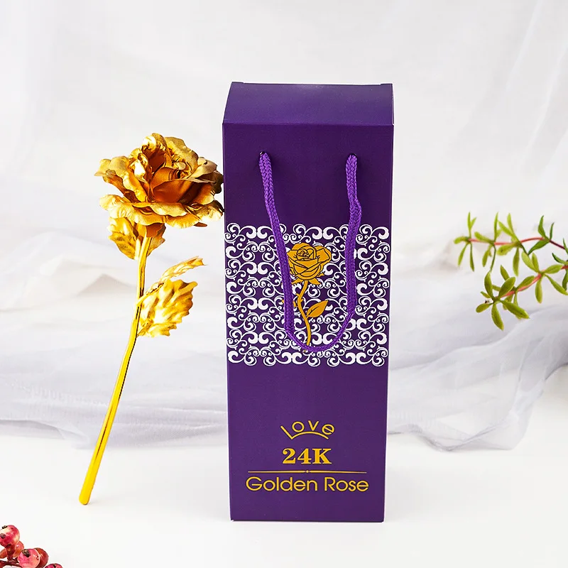 Creative Artificial 24K Gold Rose Flowers with Gift Box for Mothers Day ...
