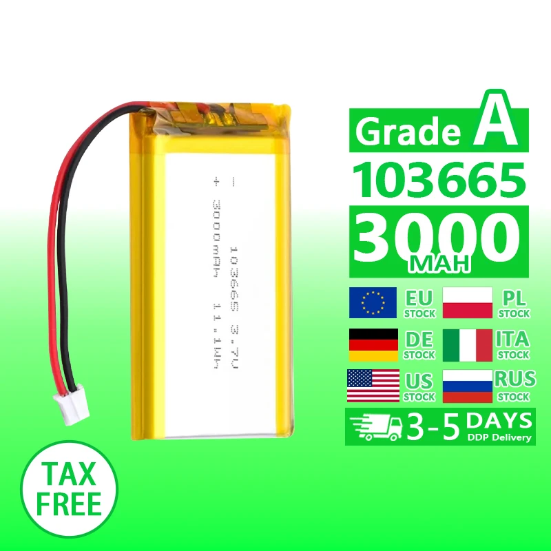 103665 3.7v 3000mAh Lithium polymer Battery 105568 115570 6060100 ...