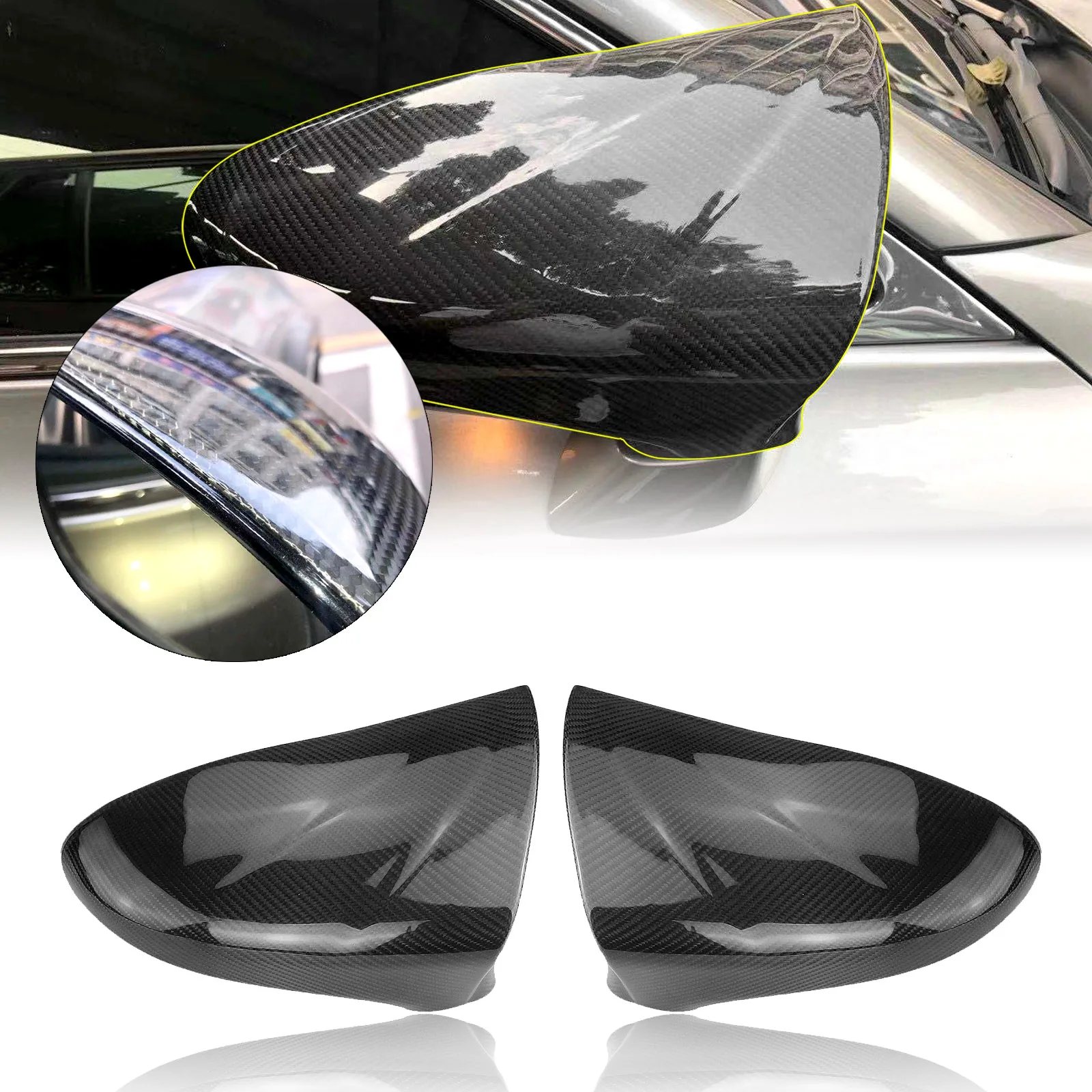 2PCS-Carbon-Fiber-Car-Rear-View-Caps-Shell-Mirror-Cover-Exterior-For ...