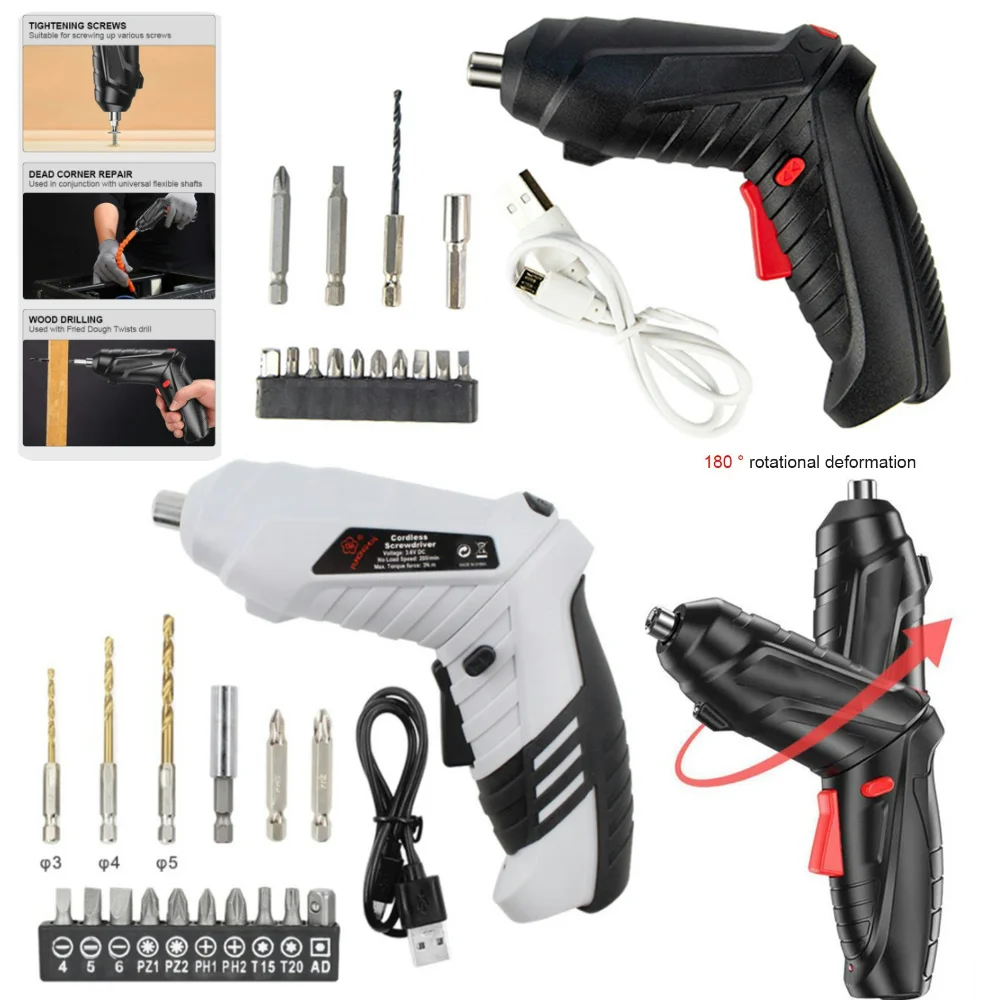 17-2pcs Cordless USB Charging Mini Electric Screwdriver 3.6V ...