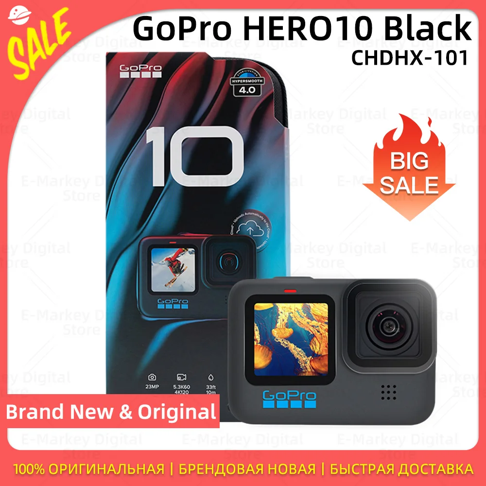 Cámara de Acción GoPro HERO 10, videocámara deportiva con pantalla de 5,3 K, 23MP, GP2 ...