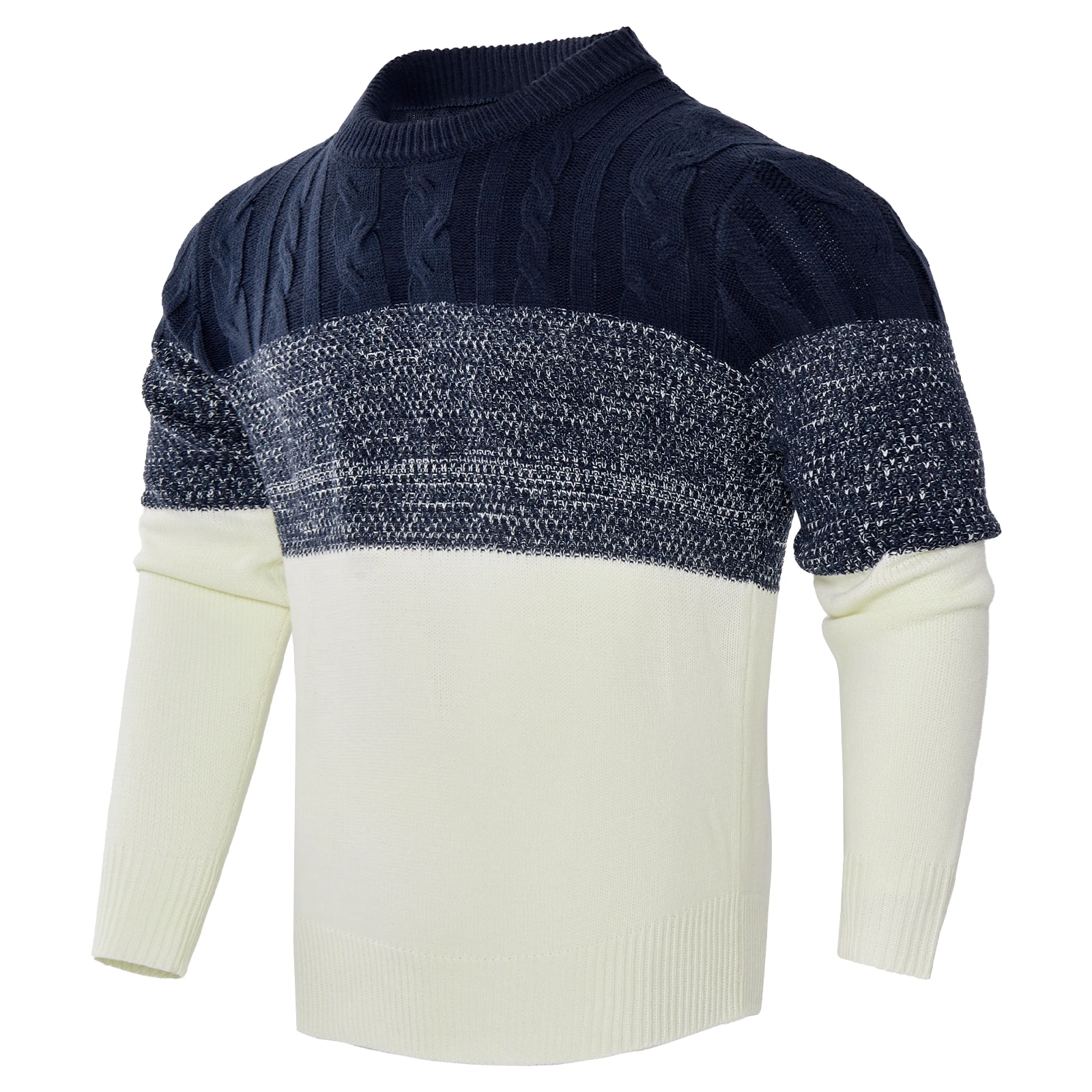Autumn-Men-s-Casual-Color-Block-Long-Sleeve-Cable-Knit-Pullover-Sweater ...