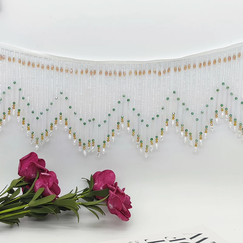 45Cm-Long-Tassel-Glass-Tube-Fringe-Tassel-Fabric-Diy-Trim-Ribbon-Border ...