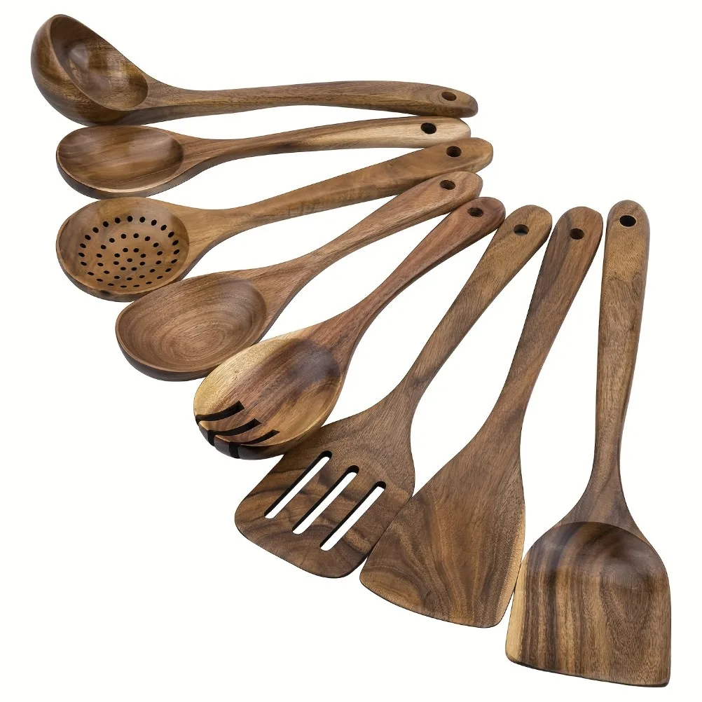 Acacia Wooden KitchenCooking Tools 8-piece Set Non Stick Cooking ...