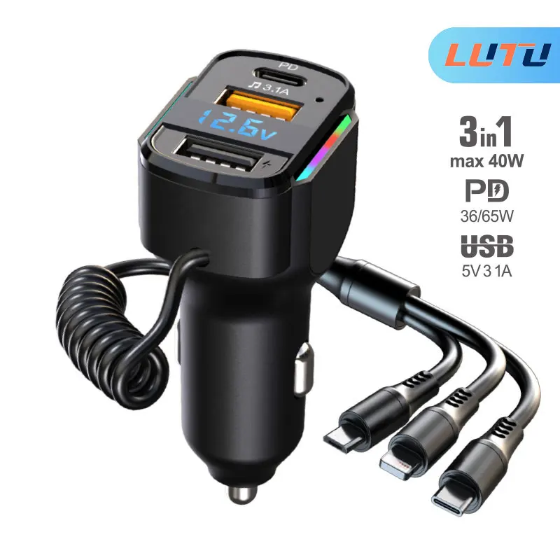 65W USB Car Charger Quick Charge QC4.0 QC3.0 FCP AFC Type C Car USB ...
