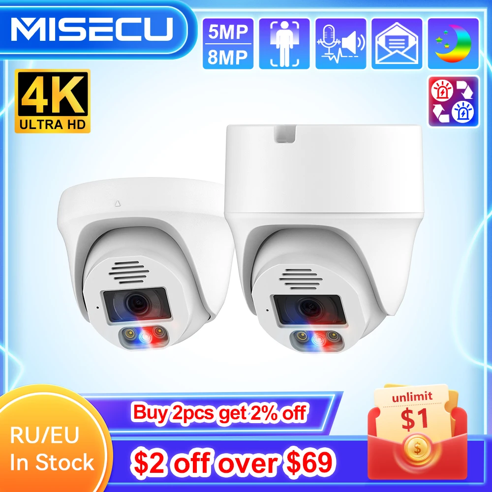 MISECU-HD-8MP-4K-POE-Dome-IP-Camera-Indoor-5MP-Human-Detect-Auto ...