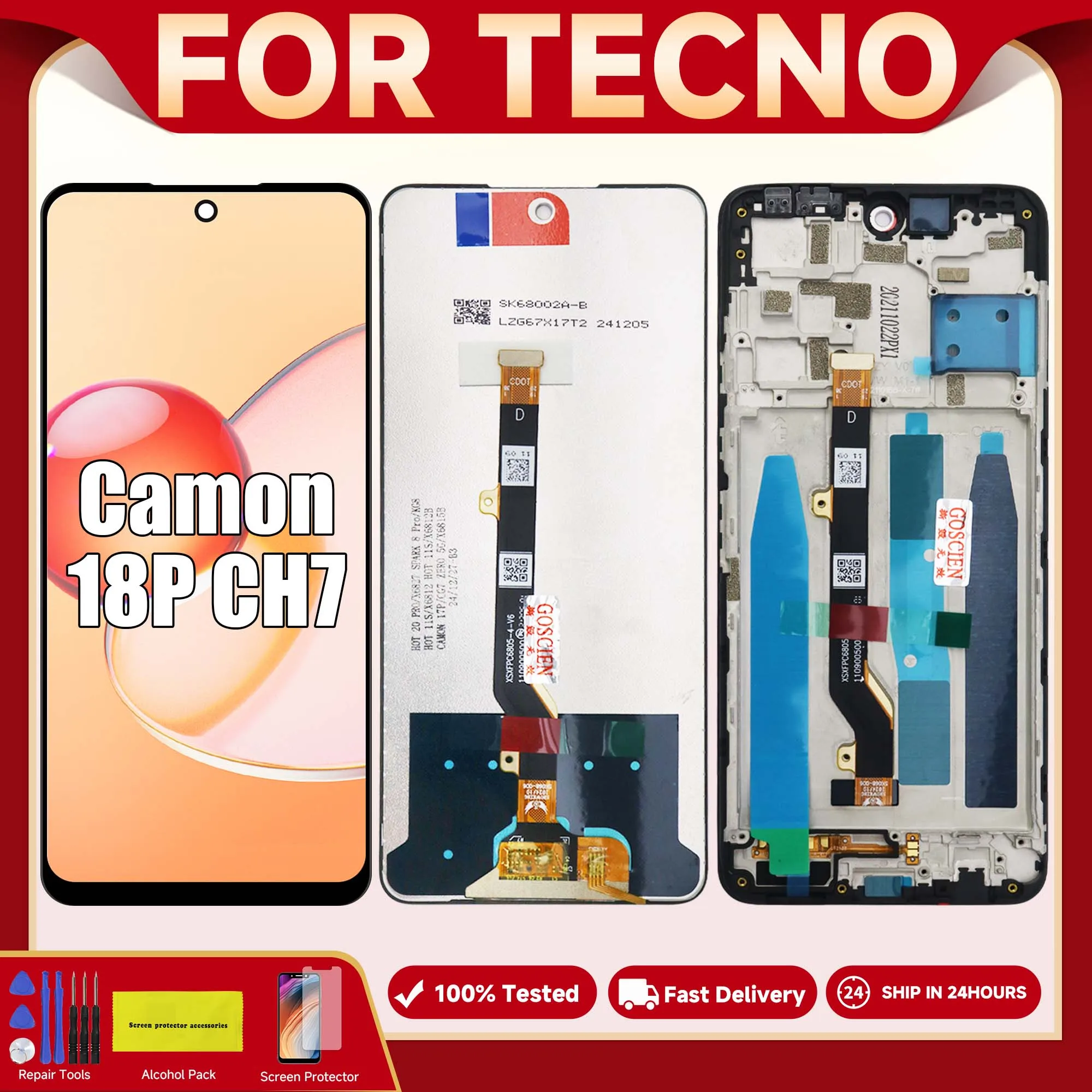 LCD For Tecno Camon 18P CH7 LCD Display Touch Screen Digitizer Assembly ...