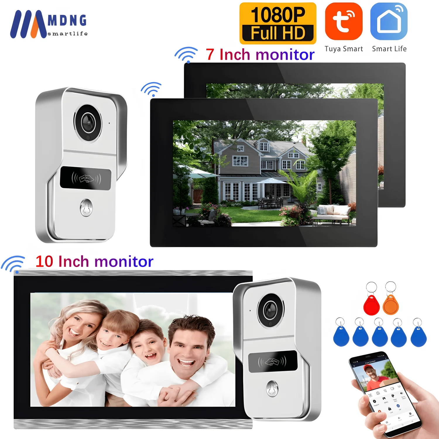 7 Inch Tuya Wireless Wifi Smart Video DoorPhone Intercom System With ...