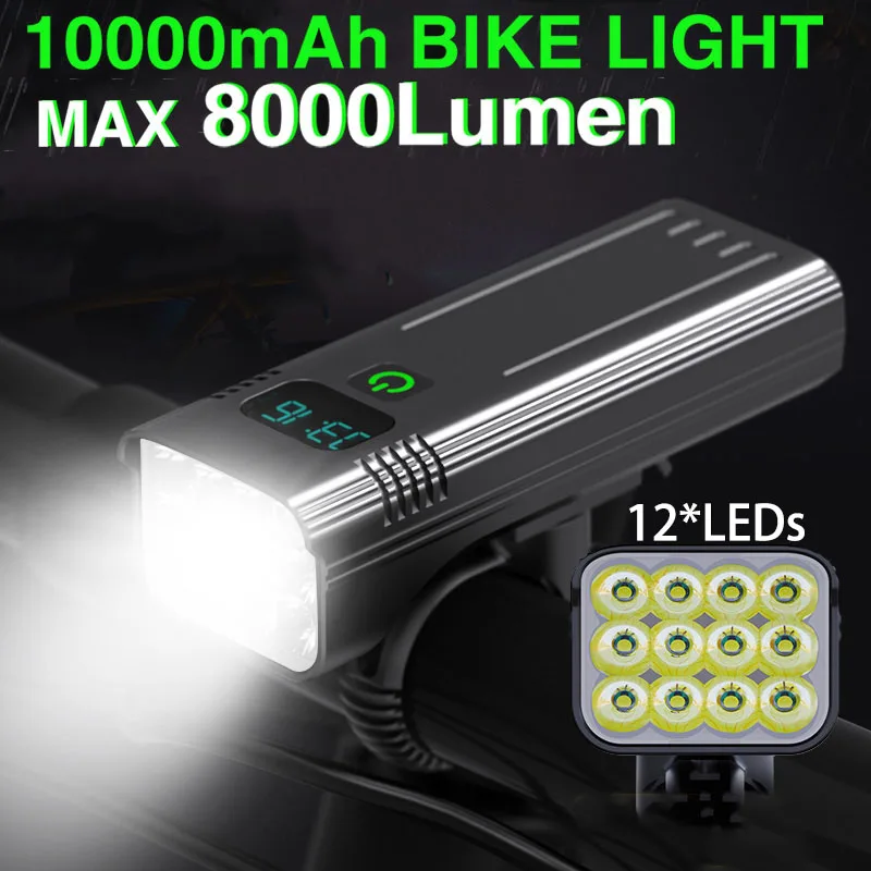 12-LED-Bike-Light-8000-Lumens-USB-Chargeable-Aluminum-MTB-Bicycle-Light ...