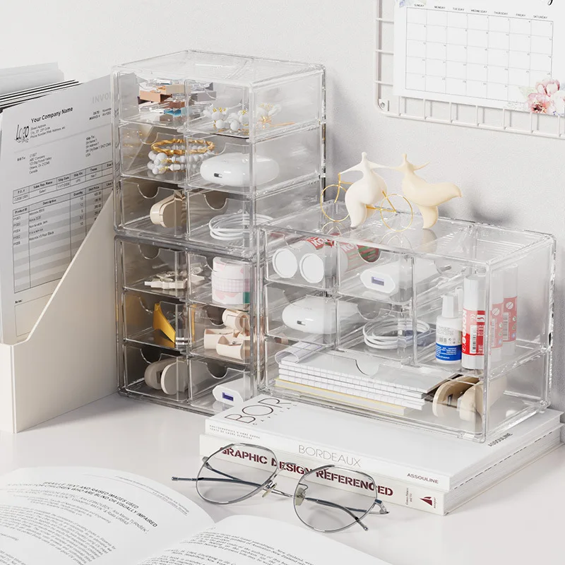 Desktop-Multi-Grid-Storage-Boxes-Clear-Plastic-Storage-Drawers ...