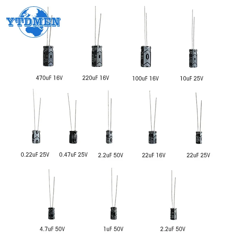 120PCS-16V-25V-50V-Aluminum-Electrolytic-Capacitor-1UF-2-2UF-3-3UF-4 ...