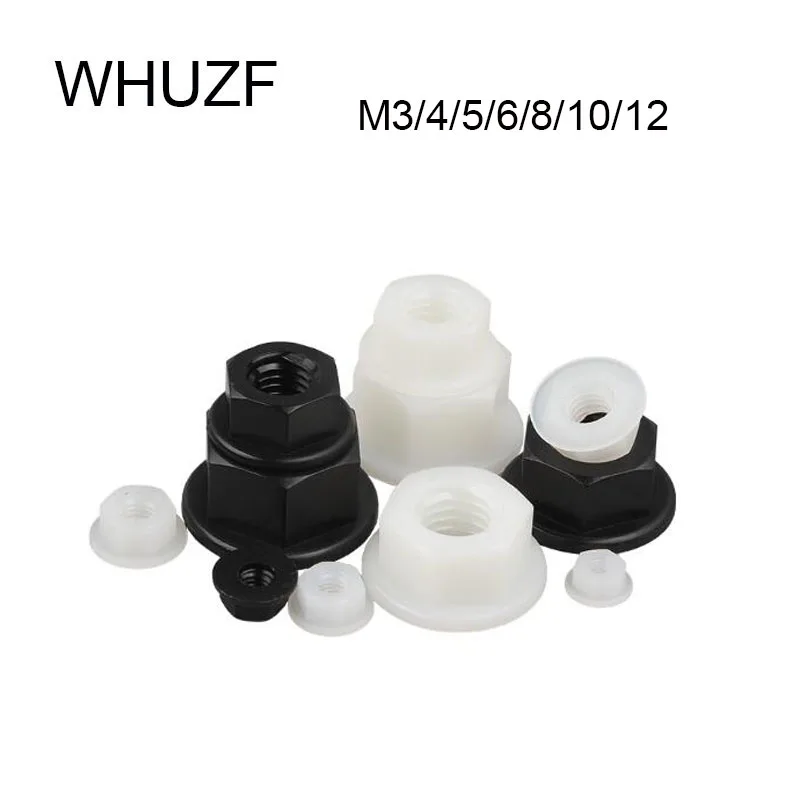 WHUZF-Free-Shipping-Nylon-Flange-Nuts-10-50pcs-Nylon-Hexagon-Flange-Nut ...