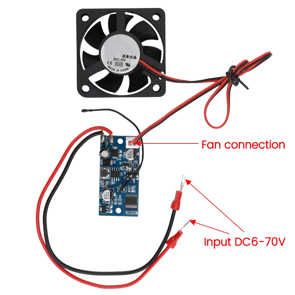 DC 6V-70V Cooling Fan Intelligent Temperature Control Module Chassis Heatsink Cooling Motor ...