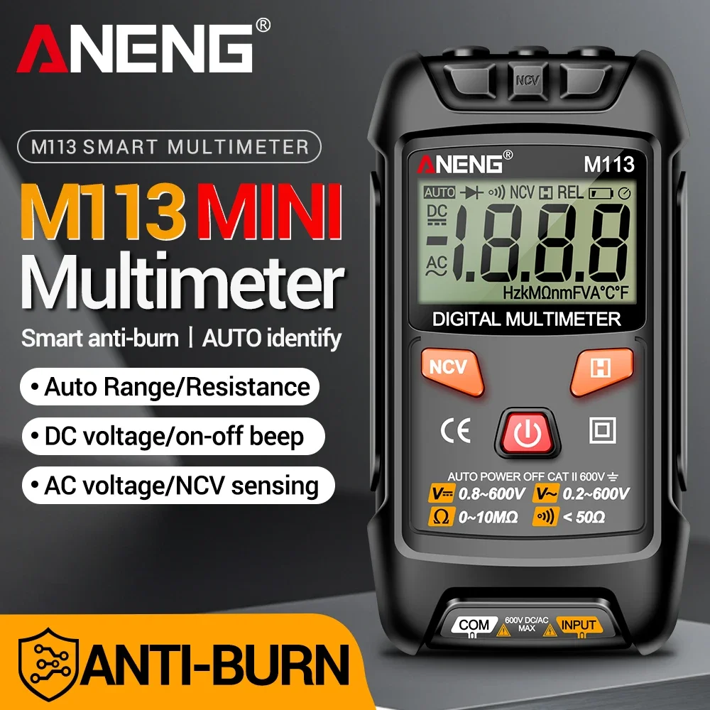 Mini Digital Multimeter Professional M113 Automatic Multimetro 600V AC ...