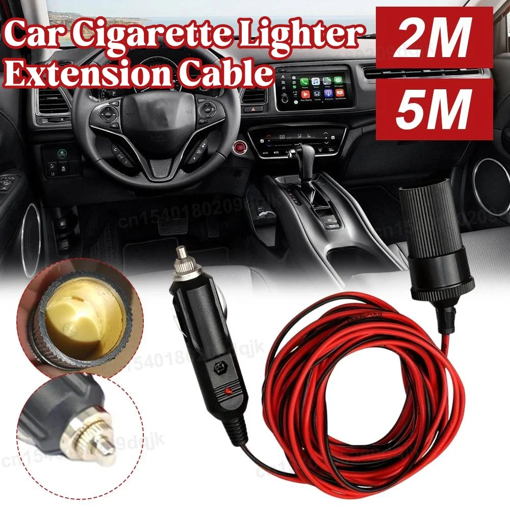 12/24V 10A Car Cigarette Lighter Socket Extension Cord Cable 2M/5M Male ...