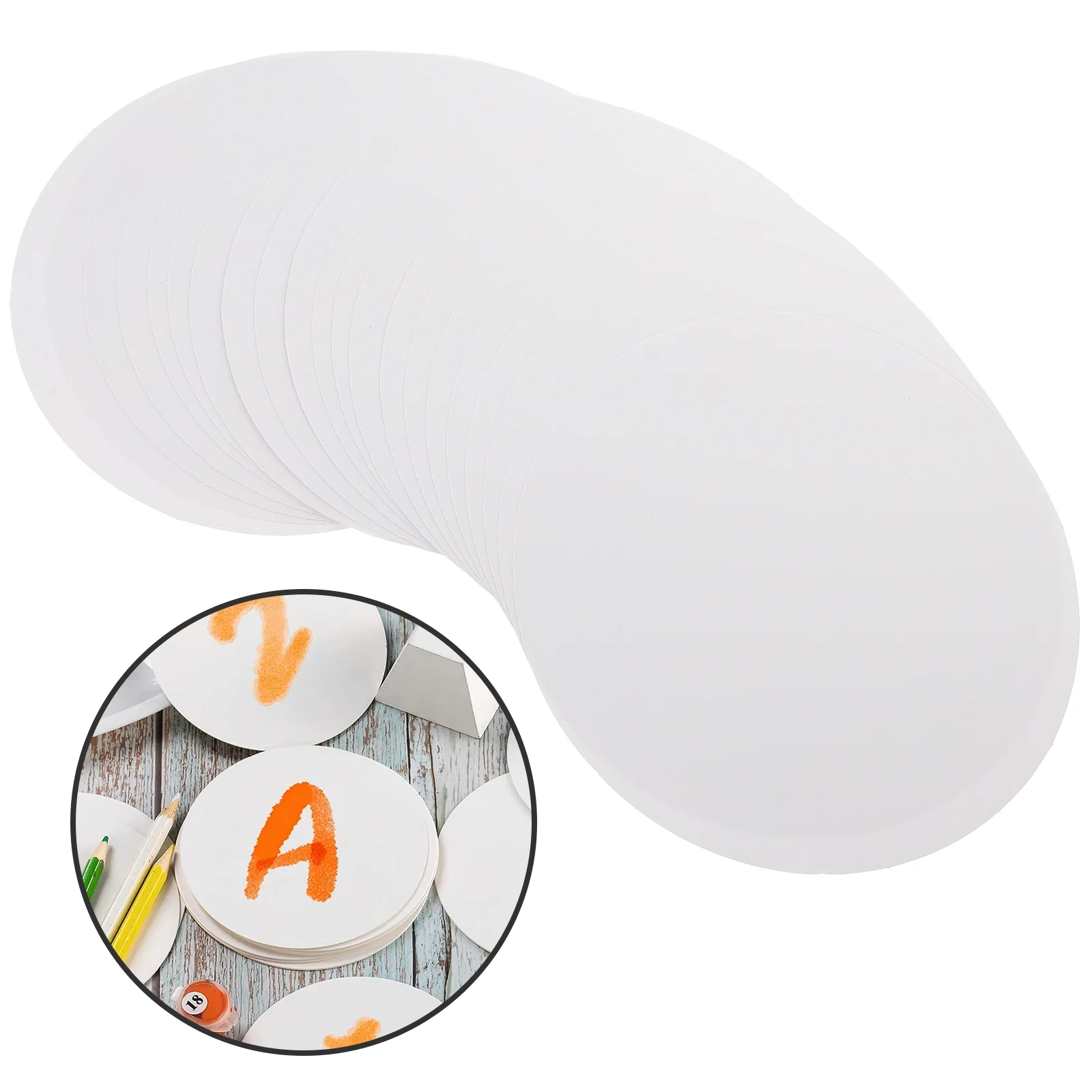 40-Pcs-Round-Drawing-Paper-Cardboard-White-Frame-Decoupage-Cardboards ...