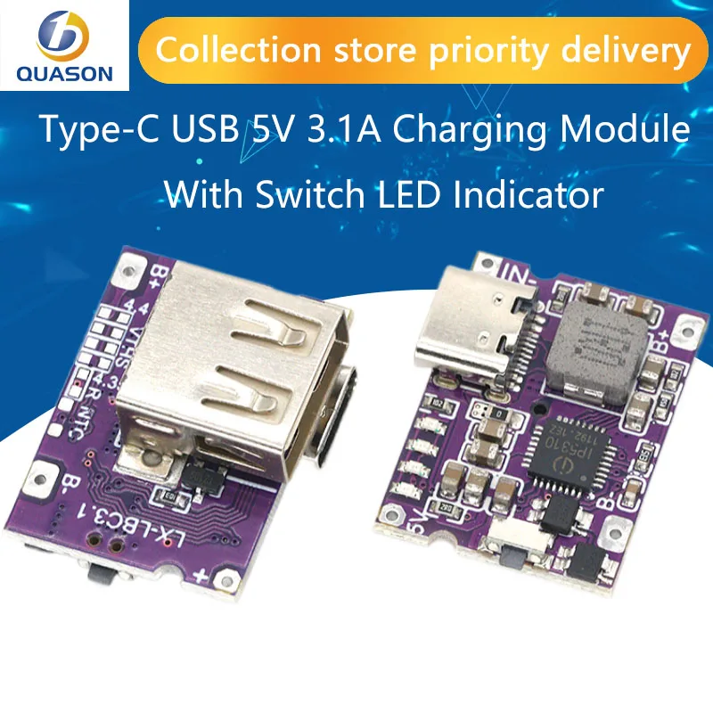 Type-C USB 5V 3.1A Boost Converter Step-Up Power Module IP5310 Mobile ...