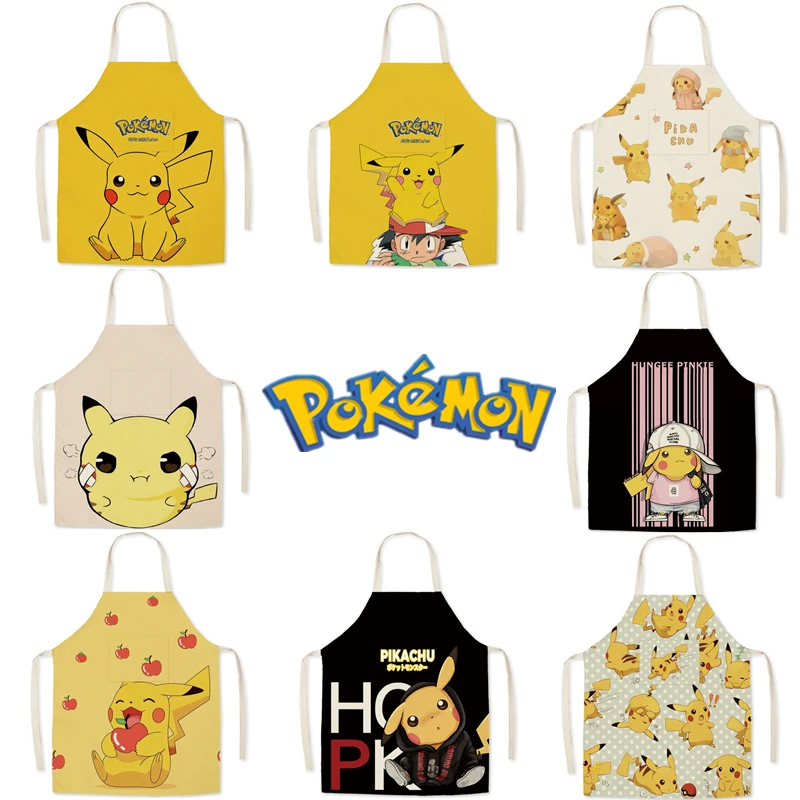 Pokemon Pikachu Linen Apron Home Kitchen Cooking Housework Antifouling ...