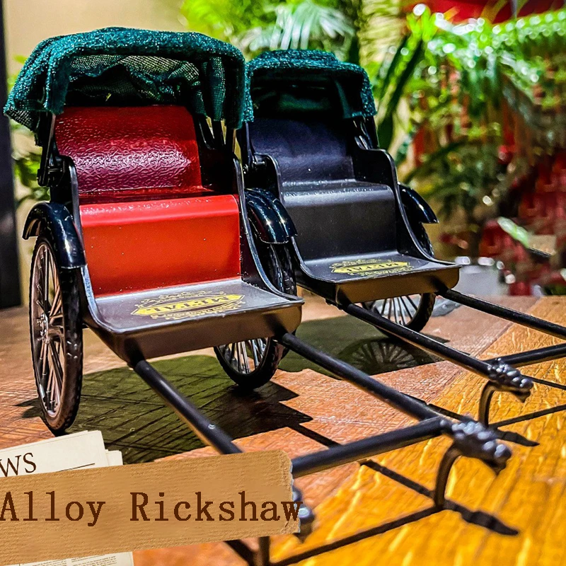 Diecast Alloy 1:10 Scale Old Shanghai Retro Trolley Rickshaw Model For ...