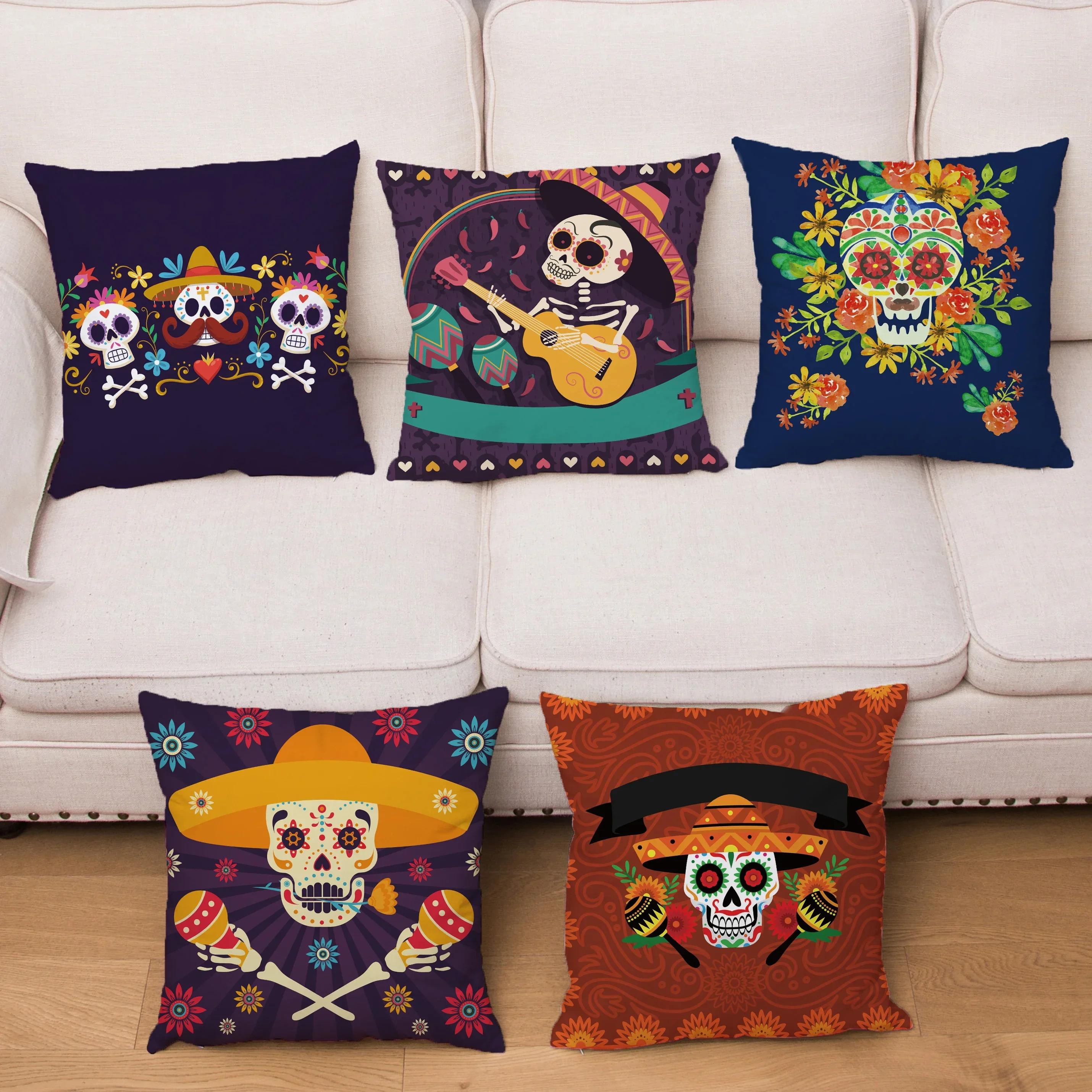 Mexican Day of The Dead Pillowcase Bedroom Living Room Sofa Home ...