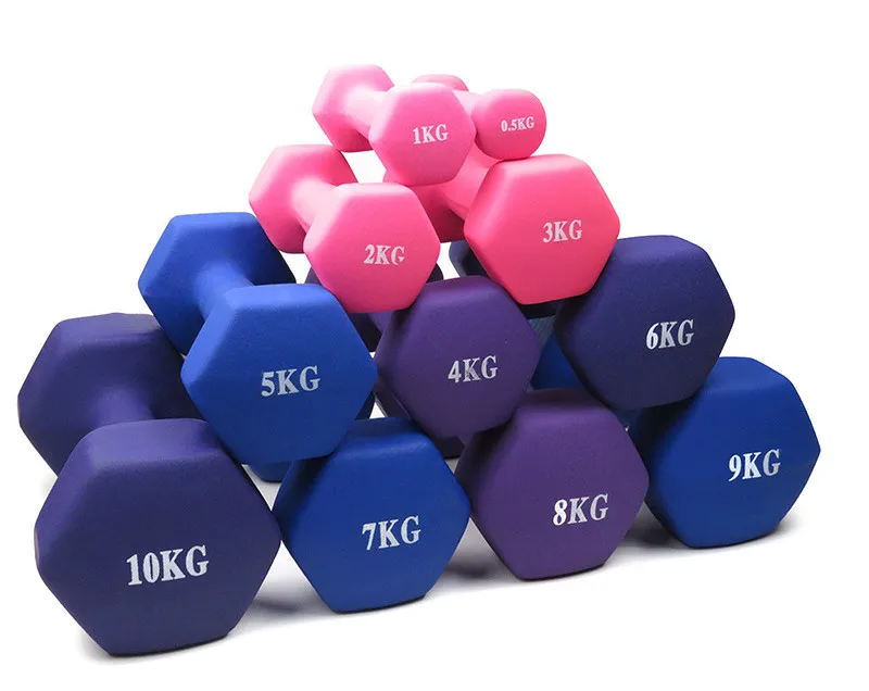 Hot-Sale-Vinyl-PVC-Neoprene-Dipping-Dumbbell-Cheap-Gym-Workout-Hexagon ...