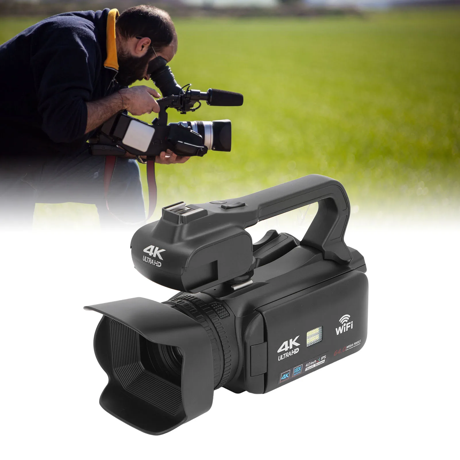 Digital Camcorder Lossless Output 4inch 4K 64MP 1/4 Thread Interface ...