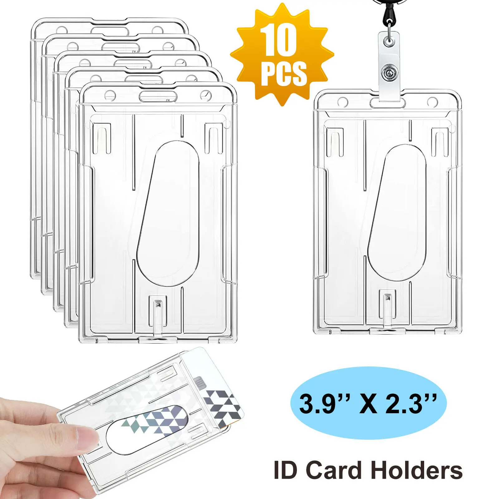 10PCS Staff Work Card Cover Case Thumb Slot Design Pass Access Card ...