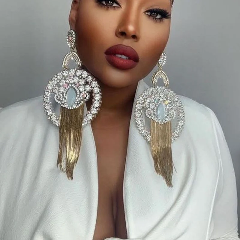 Cross-border-fashion-tassel-long-earrings-personalized-exaggerated ...