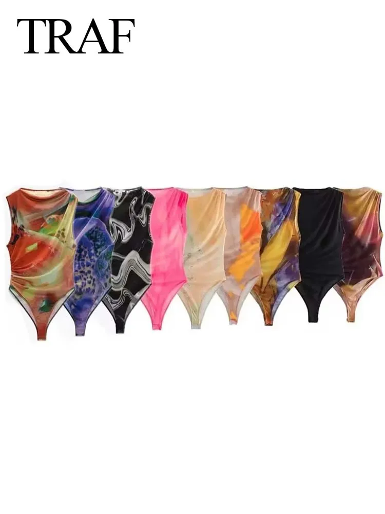 TRAF-body-de-punto-con-estampado-de-tul-transparente-para-mujer-mono ...