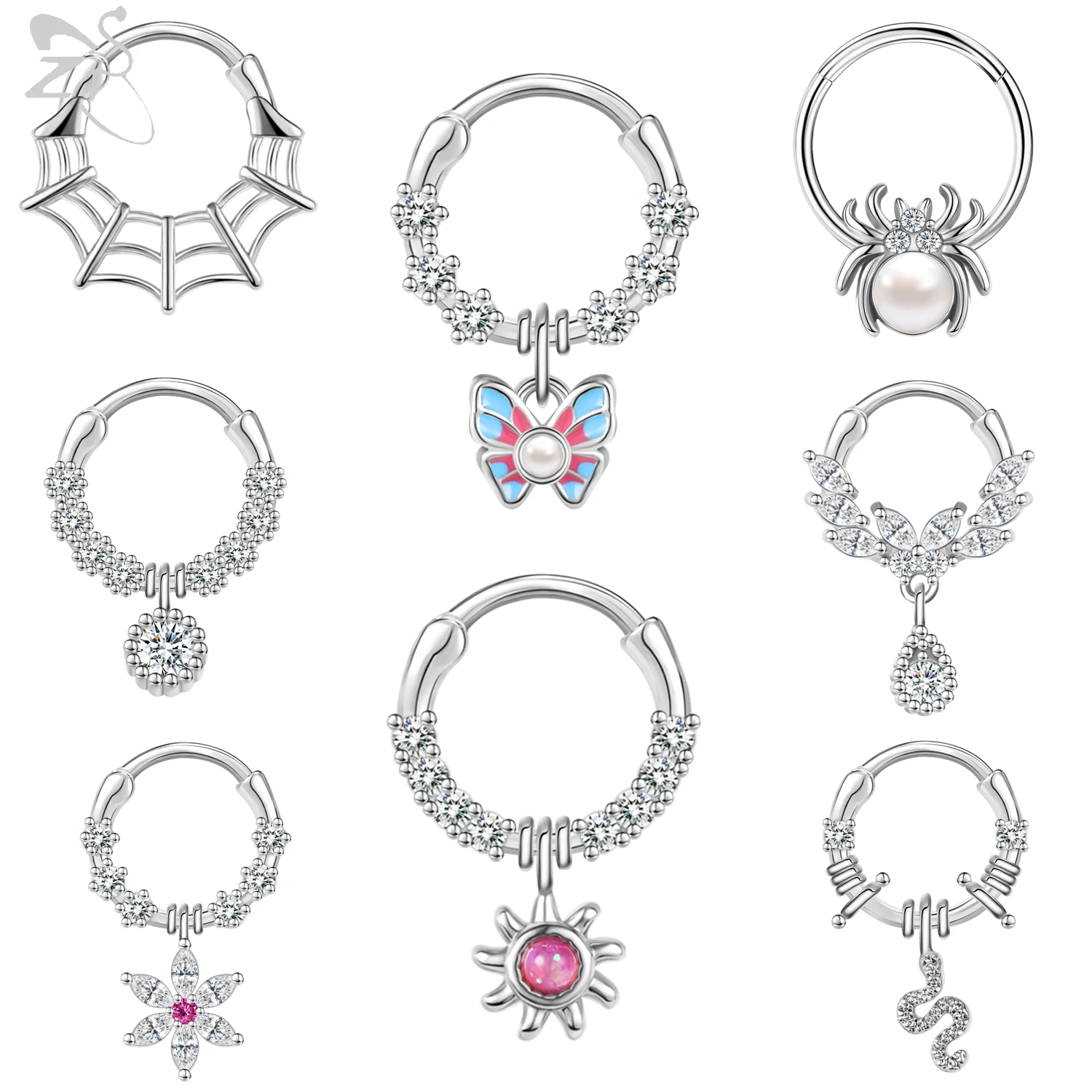 ZS-1PC-16G-Stainless-Steel-Septum-Ring-Butterfly-Snake-Nose-Ring ...