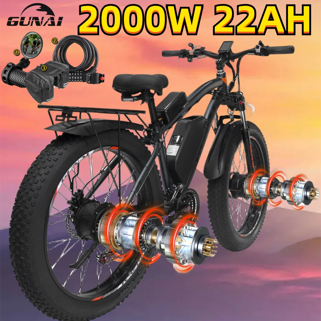 EU-STOCK-2000W-Electric-Motorcycle-Bicycle-Dual-Motor-GUNAI-26Inch-Off ...