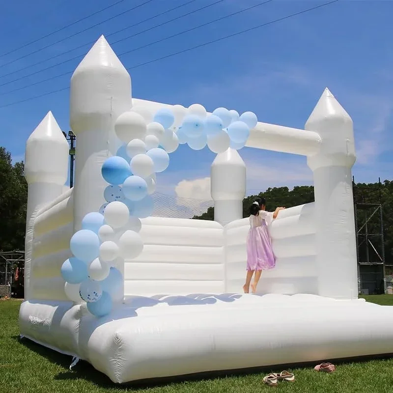 3M-4M-White-Black-Inflatable-Castle-Bounce-House-Jumping-bed-Trampoline ...