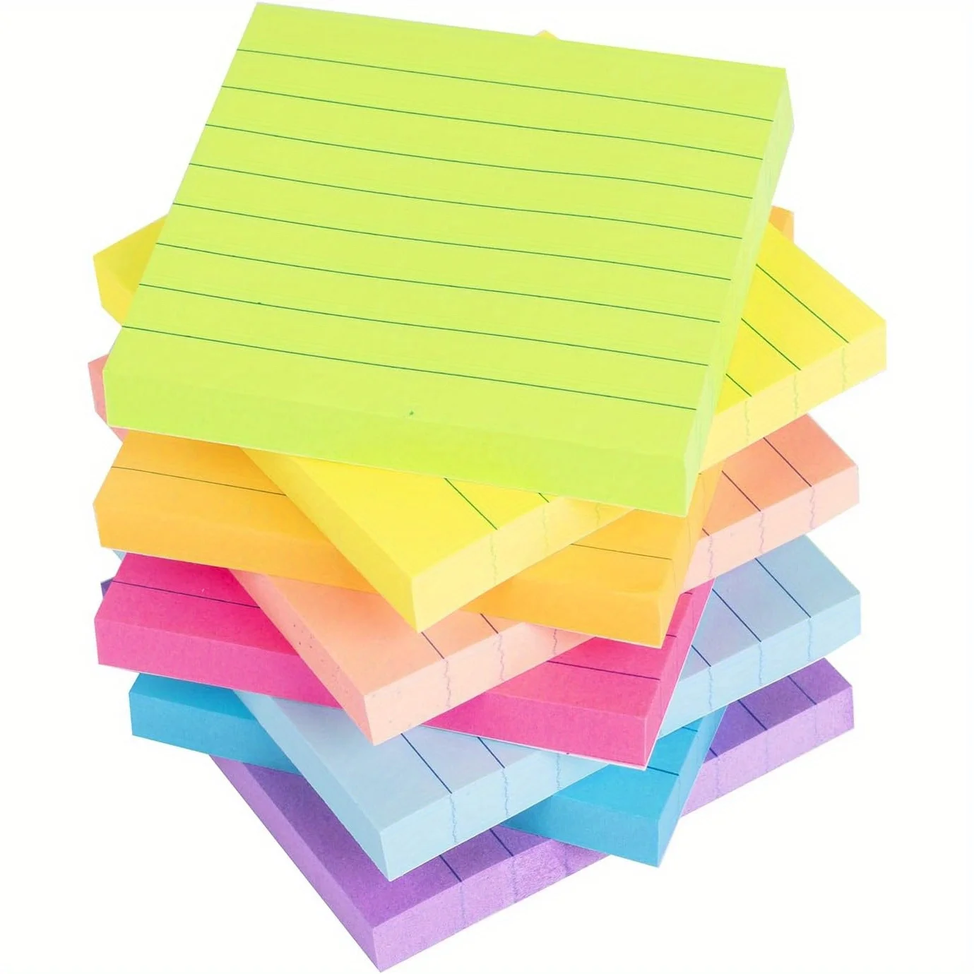 8 Pcs Lined Sticky Notes 3x3 in Bright Ruled Post Stickies Colorful ...