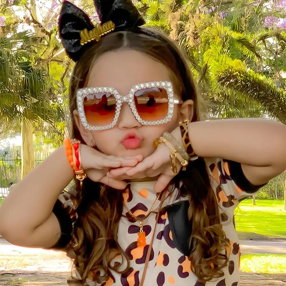 New-Trendy-Children-Rhinestone-Diamond-Square-Sunglasses-Girls-Stylish ...