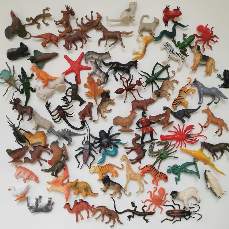 10Pcs M 3-6cm Realistic Pocket Wild Animal Dinosaur Insect Frog ...