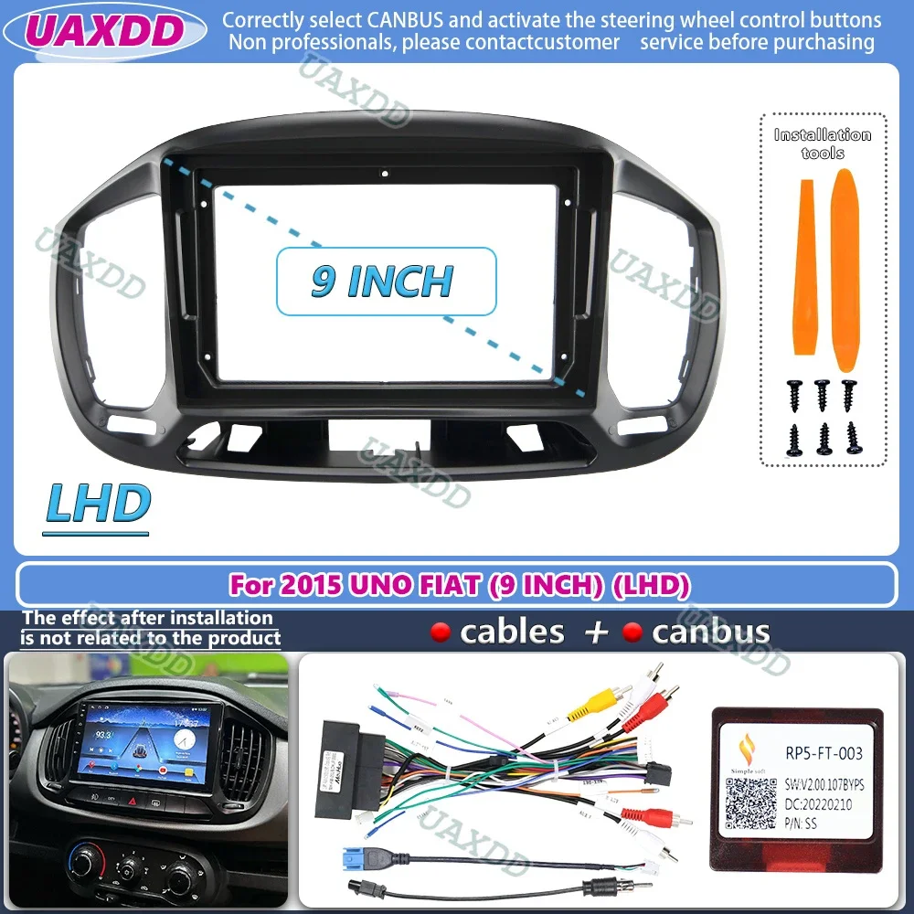 For 2015 FIAT UNO 9inch 2 Din Car stereo radio Android frame panel ...